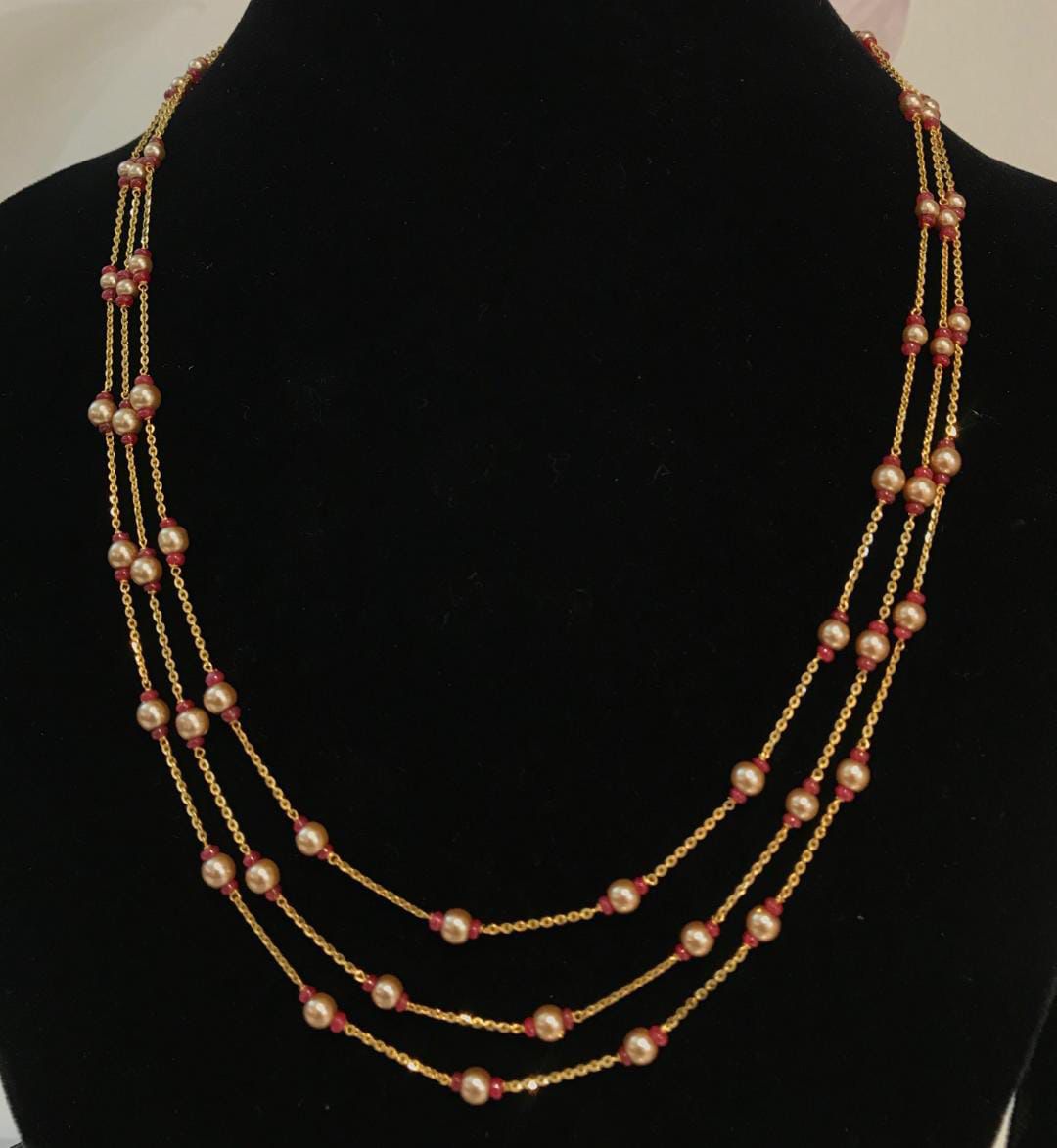 Eria Customised 3-layer gold chain mala – Eria Jewels